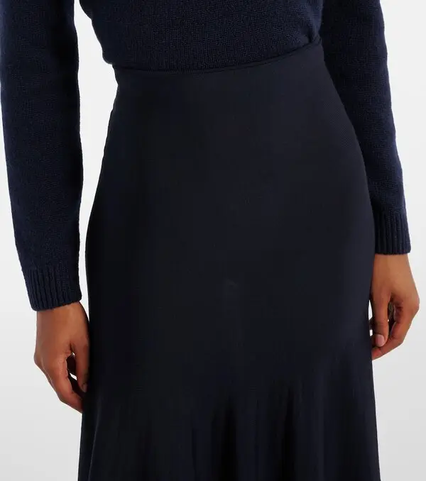 Khaite Mayu Wool Midi Skirt - Blue