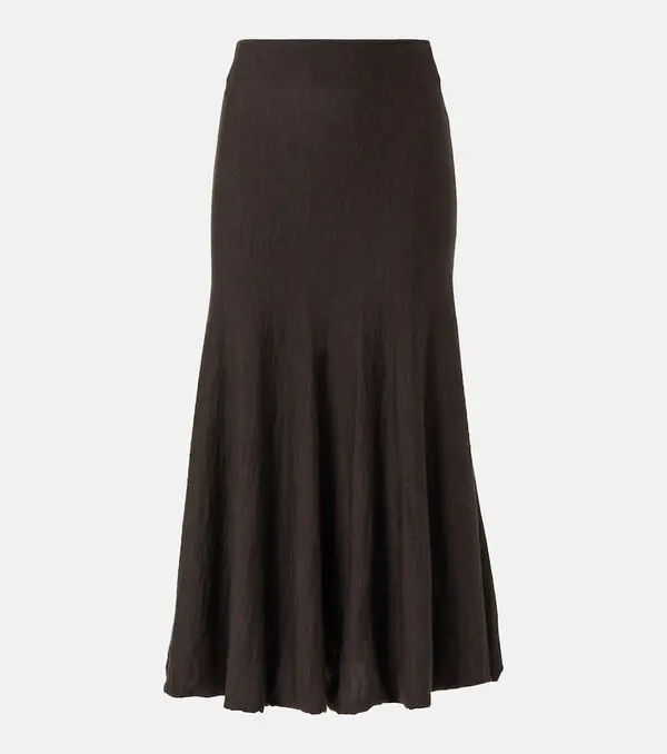 Khaite Mayu Wool Midi Skirt