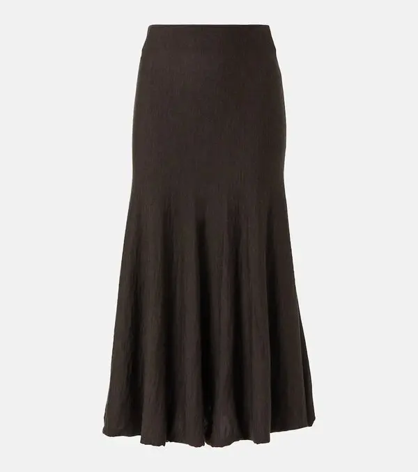 Khaite Mayu Wool Midi Skirt - Brown
