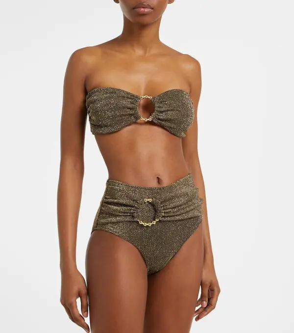 ALEXANDRA MIRO Carlotta Lamé Bandeau Bikini Top