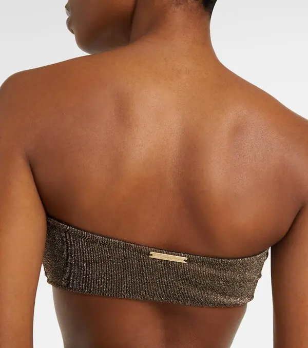 ALEXANDRA MIRO Carlotta Lamé Bandeau Bikini Top
