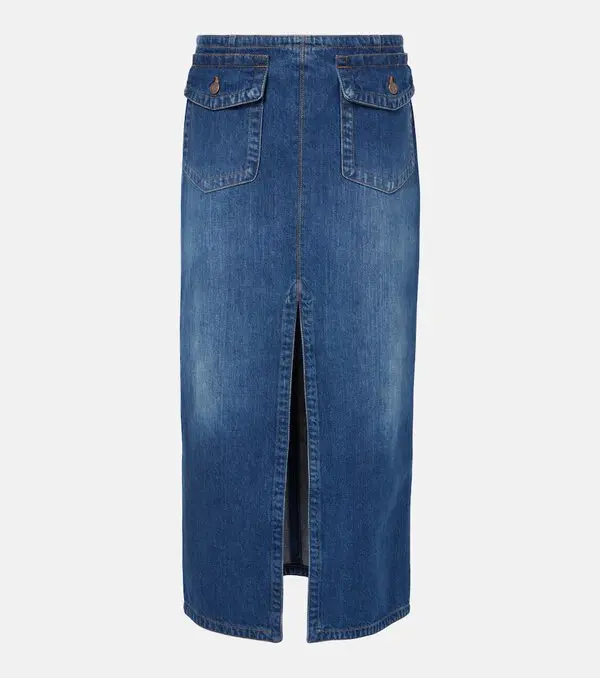 Chloé Front-slit Denim Midi Skirt