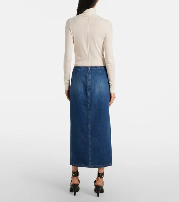 Chloé Front-slit Denim Midi Skirt