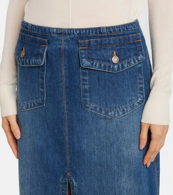 Chloé Front-slit Denim Midi Skirt