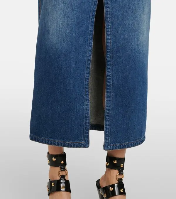 Chloé Front-slit Denim Midi Skirt
