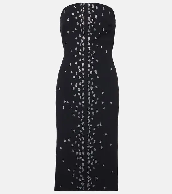 David Koma Rhinestone-embellished Midi Dress - Black