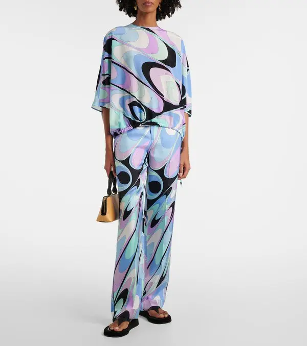 Emilio Pucci Printed Silk Blouse - Blue
