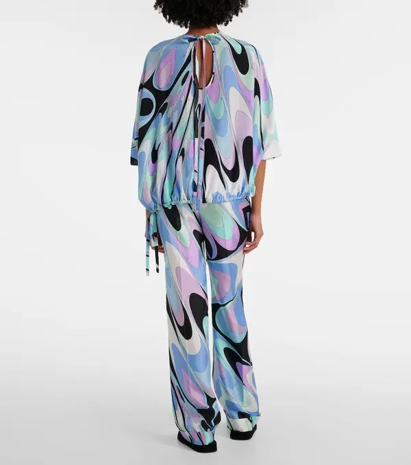 Emilio Pucci Printed Silk Blouse - Blue