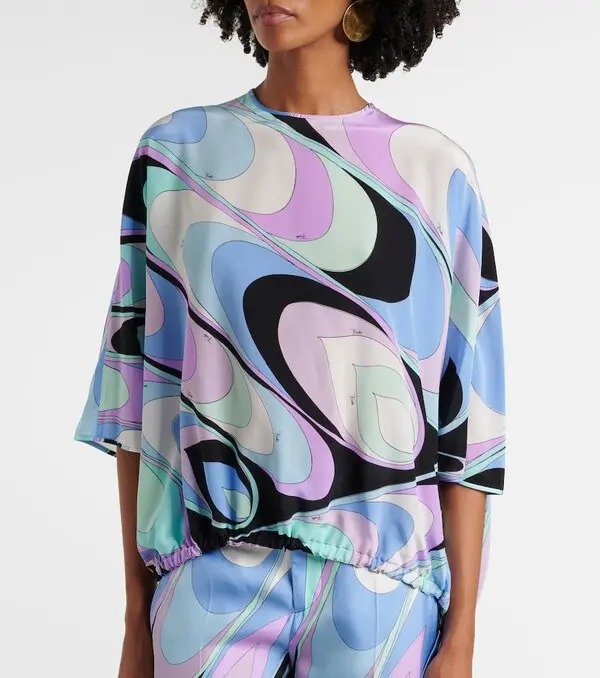 Emilio Pucci Printed Silk Blouse - Blue