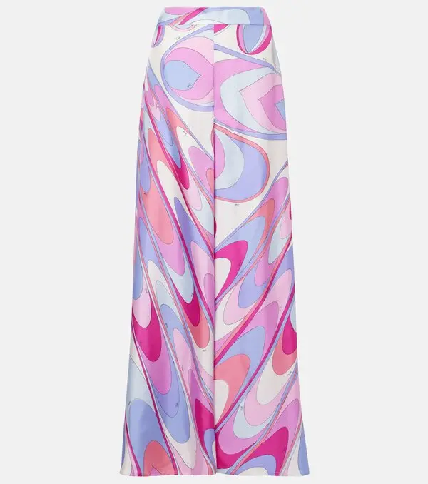Emilio Pucci Iride Silk Twill Wide-leg Pants - Pink