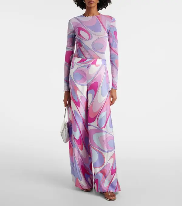 Emilio Pucci Iride Silk Twill Wide-leg Pants - Pink