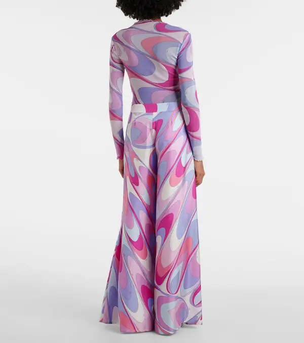 Emilio Pucci Iride Silk Twill Wide-leg Pants - Pink