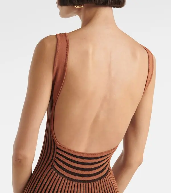 staud claretta backless pleated rib-knit dress Staud Claretta Pleated Maxi Dress In Black - 30% Off