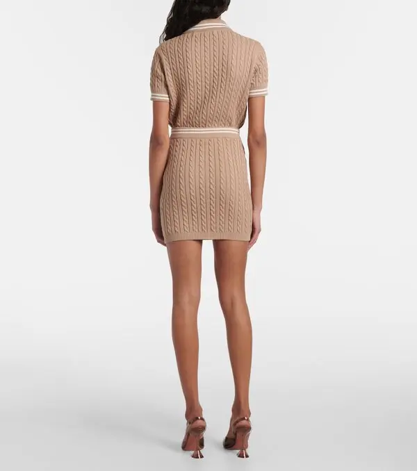 Alessandra Rich Cable-knit Cotton Miniskirt - Beige