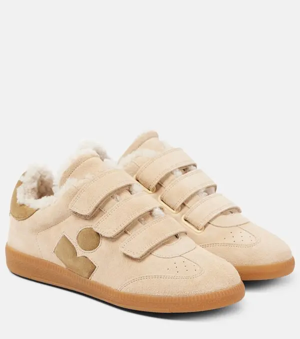 Isabel Marant Étoile Beth Shearling-trimmed Leather Sneakers - Brown