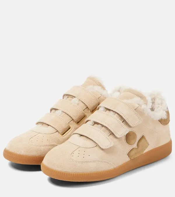 Isabel Marant Étoile Beth Shearling-trimmed Leather Sneakers