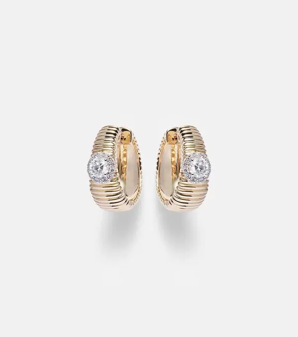 STONE AND STRAND Disco 14kt Huggie Earrings With Diamonds - Gold