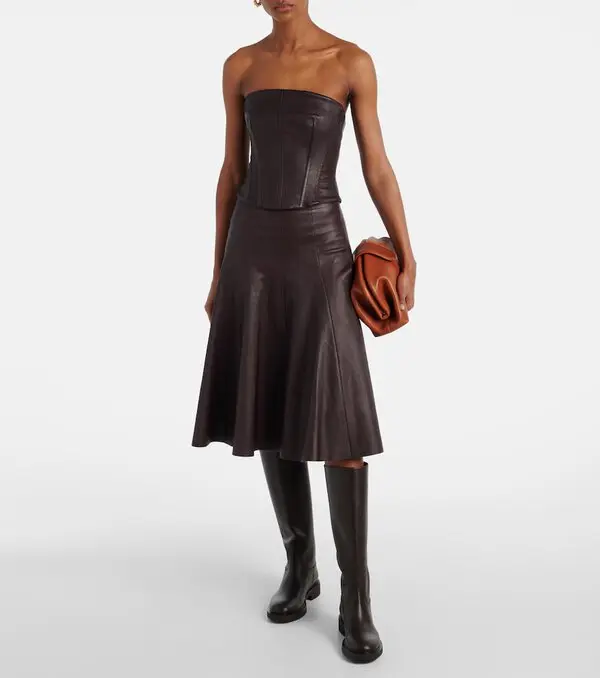 Stouls Rosalia Strapless Leather Top - Red