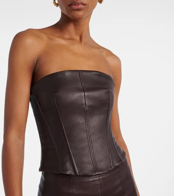 Stouls Rosalia Strapless Leather Top - Red