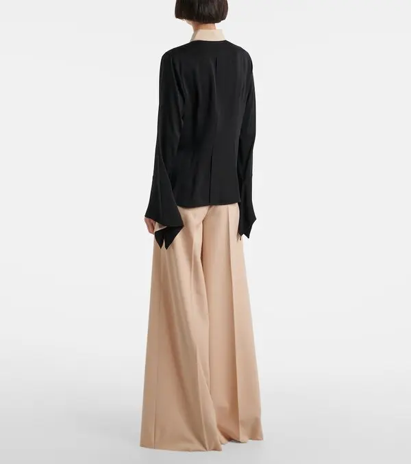 Max Mara Pio High-rise Silk Charmeuse Blouse - Black