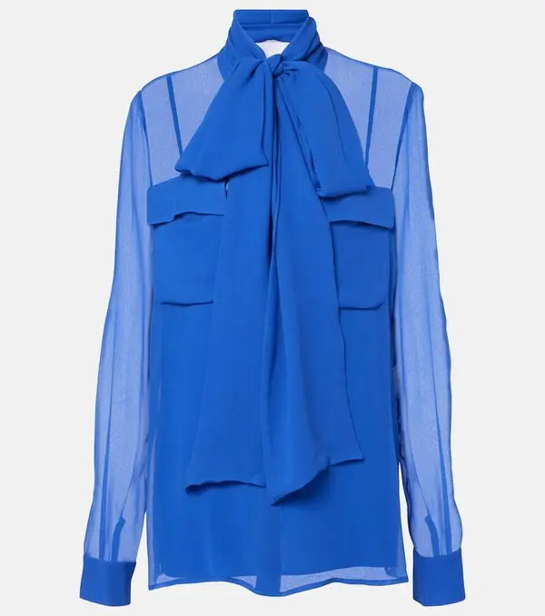 Costarellos Silk Georgette Blouse - Blue