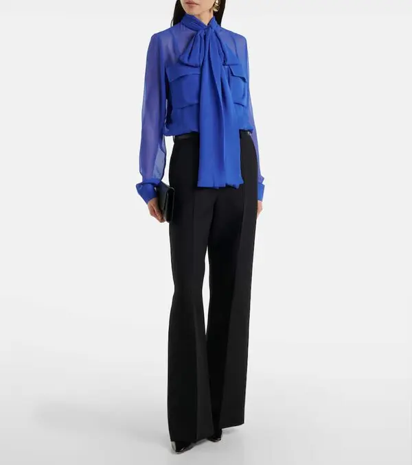 Costarellos Silk Georgette Blouse - Blue