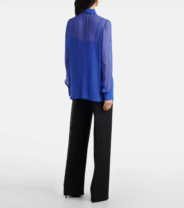 Costarellos Silk Georgette Blouse - Blue