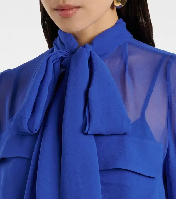 Costarellos Silk Georgette Blouse - Blue
