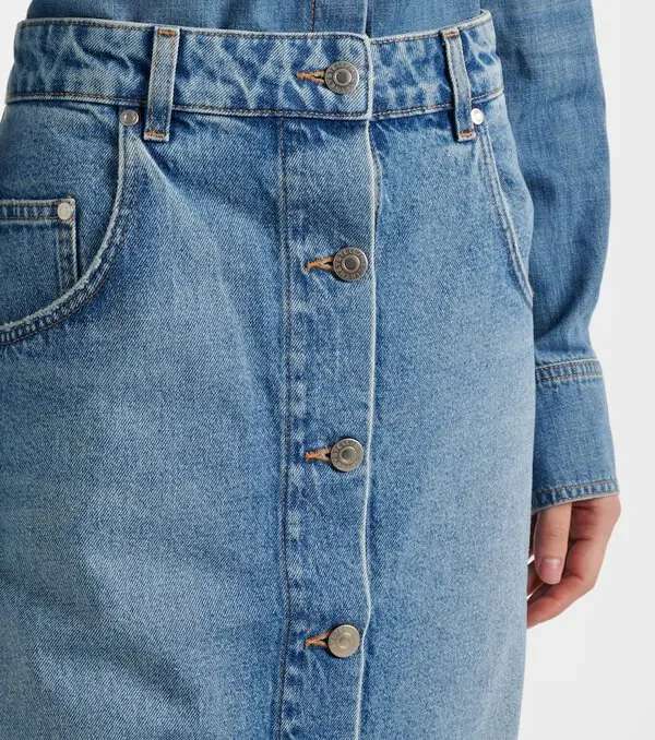 Stella McCartney Chain-detail Denim Midi Skirt
