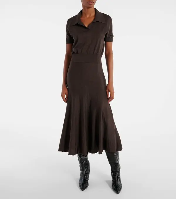 Khaite Mayu Wool Midi Skirt