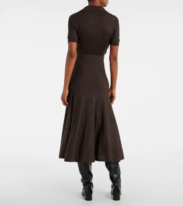 Khaite Mayu Wool Midi Skirt