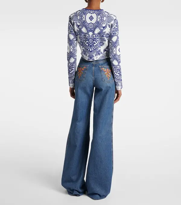 Etro Cable-knit Cropped Cardigan