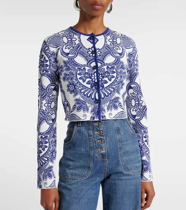 Etro Cable-knit Cropped Cardigan