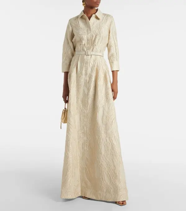 Simkhai Courtney Embellished Jacquard Gown - Beige