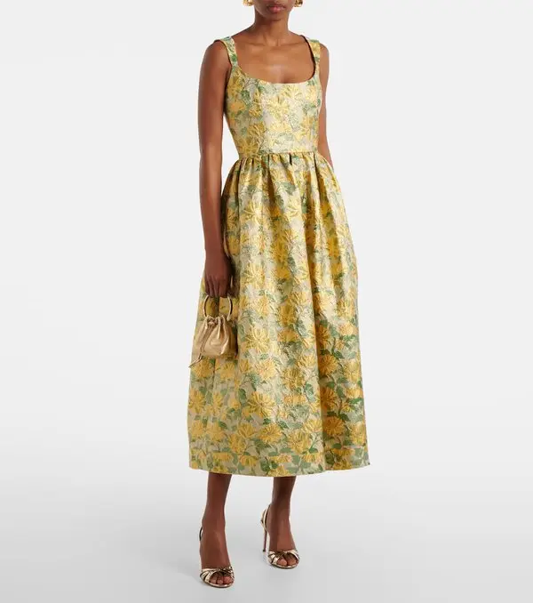 MARKARIAN Floral Lamé Jacquard Gown