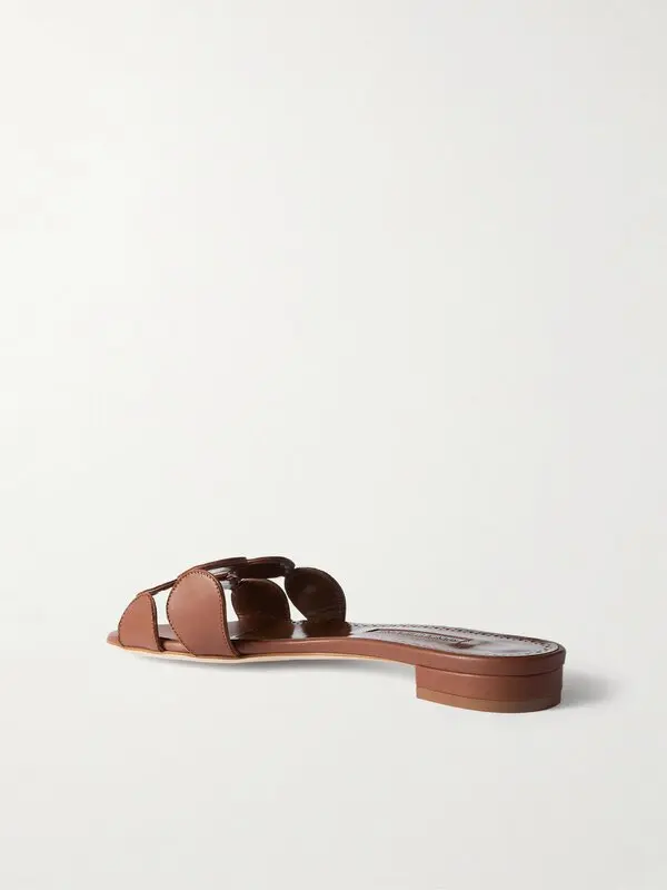 Manolo Blahnik Haribalmu 10 Cutout Leather Slides