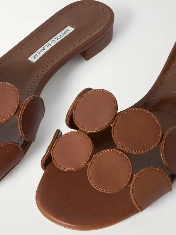 Manolo Blahnik Haribalmu 10 Cutout Leather Slides