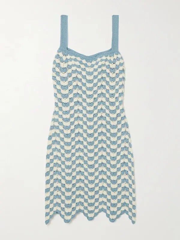 Escvdo Marena Crocheted Cotton Mini Dress - Blue