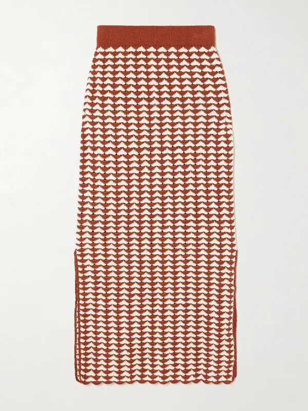Escvdo Motupe Crocheted Cotton Midi Skirt
