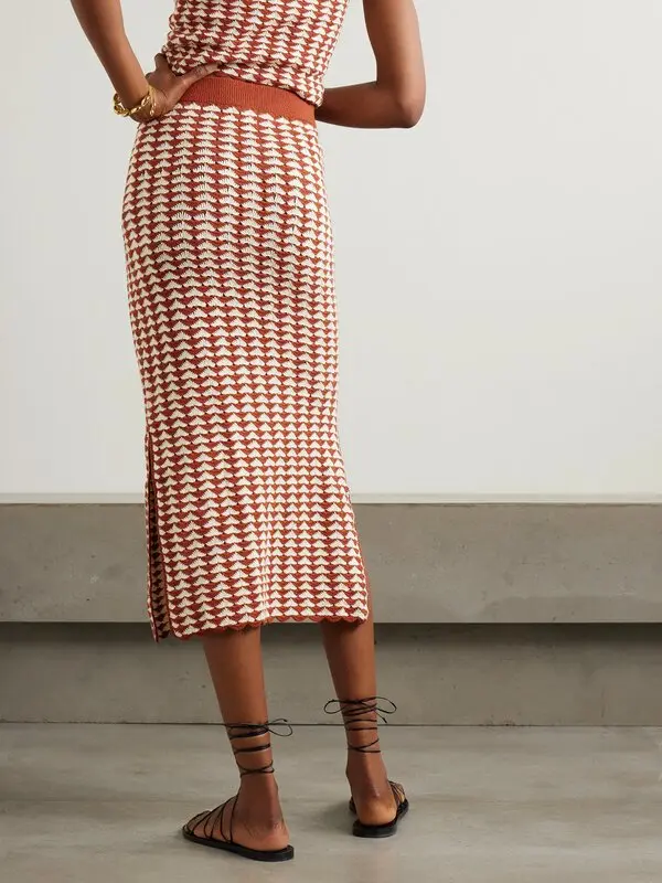 Escvdo Motupe Crocheted Cotton Midi Skirt