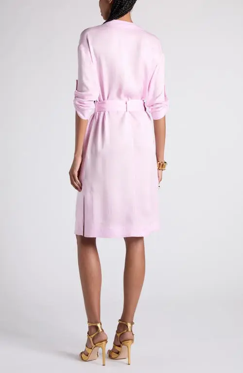 Tom Ford Micro Silk Jacquard Belted Shirt Dress In Dp399 Lilac Pink - 65%  Off | Editorialist