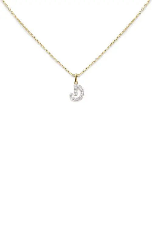 Monica Vinader Lab-created Diamond Initial Pendant Necklace - 14kt Solid Gold - D
