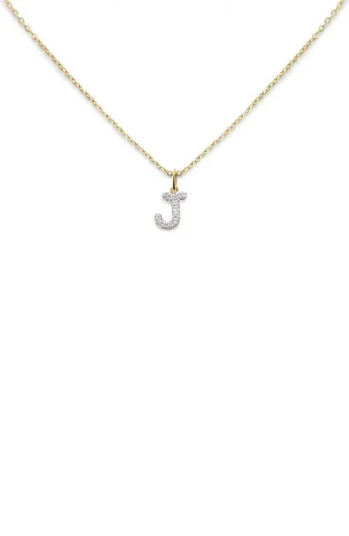 Monica Vinader Lab-created Diamond Initial Pendant Necklace - 14kt Solid Gold - J
