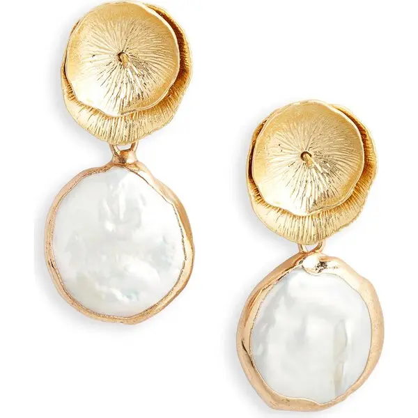 SET & STONES Reese Freshwater Pearl Drop Earrings - Gold