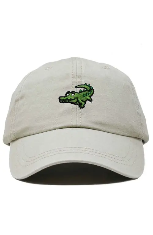 DALIX Alligator Embroidered Cap - Washed Stone White