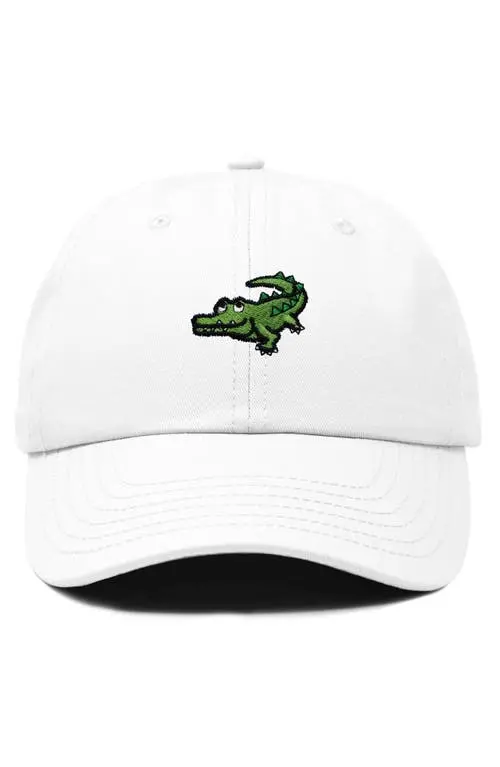 DALIX Alligator Embroidered Cap - White