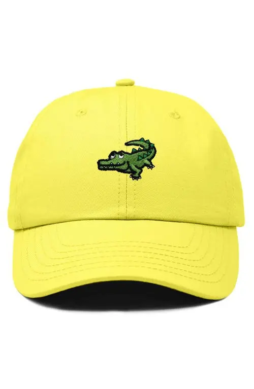 DALIX Alligator Embroidered Cap - Yellow