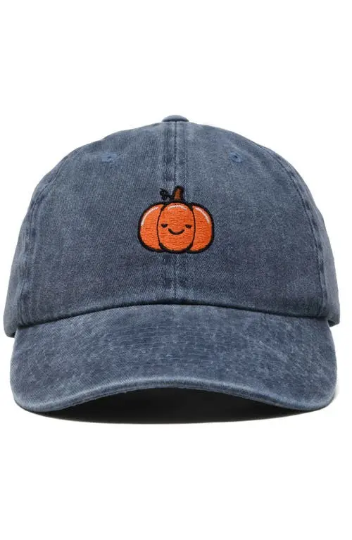 DALIX Baby Pumpkin Embroidered Cap - Washed Navy Blue