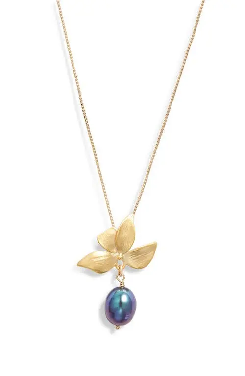 SET & STONES Maeve Freshwater Pearl Pendant Necklace - Gold / Peacock