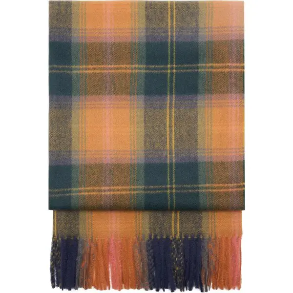 Mango Check Fringe Scarf - Orange